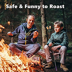 Liund Marshmallow Roasting Sticks, Smores Skewers for fire Pit Set of 4 Sturdy Stainless Steel, Multi-Color, Telescopic 45-inch Premium Safe Roasting Sticks for BBQ/Bonfire/Campfire/Hotdog/Grilling