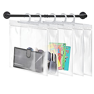24 Pack Hanging Storage Bags, Large Hook 10 x 12.5-inch Clear Plastic Bags for Classroom, Library, and Pharmacy Use