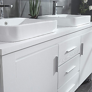 LUCA Kitchen & Bath LC72LWN Adeline 72" Double White Vanity with Sink Combo and Mirror