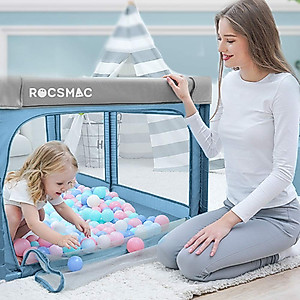 ROCSMAC Extra Large Baby Playpen for Babies and Toddlers, Indoor & Outdoor Large Sturdy Playard Activity Center with Non-Slip Base, Safe Baby Playpen Prevent Climbing Design for Infants 79 X 71X 27‘’