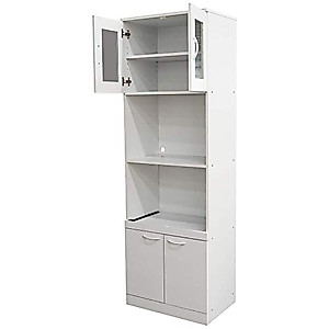 Kings Brand Furniture Danbury Tall Kitchen Pantry, Microwave Storage Cabinet, White, 23" W x 15" D x 70" H