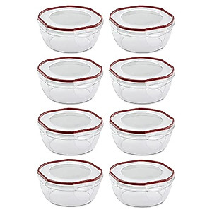 Sterilite Ultra Seal Multipurpose 4.7 Quart Plastic Food Storage Bowl Container with Latching Lid for Storing and Serving, Clear (8 Pack)