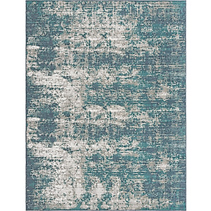 Unique Loom Outdoor Coastal Collection Area Rug - Okyanus (9' x 12' Rectangle, Blue/ Ivory)