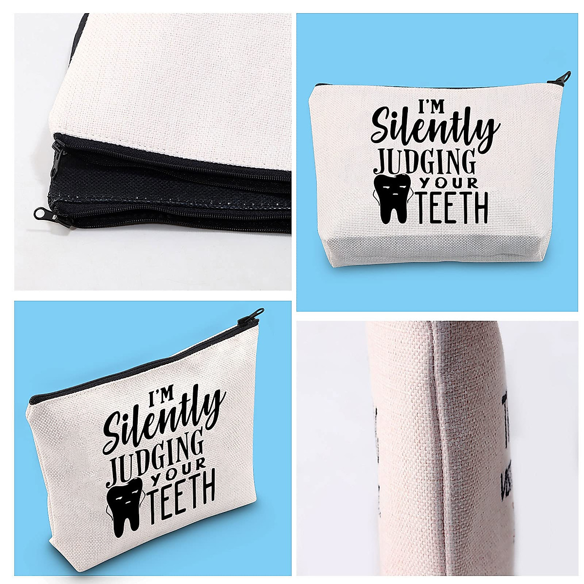 Dentist Gift Dental Hygienist Gift Dental Assistant Gift I’m Silently Judging Your Teeth Dental Graduation Zipper Pouch bag (Judging Your Teeth Bag)
