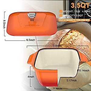 Dutch Oven, imarku 3.5 Quart Enameled Cast Iron Dutch Oven Pot with Lid for Braising, Broiling, Frying, Bread Baking, Roast Turkey, Oven Safe Up To 550°F, Enamel Coating, Nonstick Easy to Clean