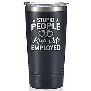 Onebttl Correctional Officer Gifts, Law Enforcement Gifts, Police Officer Gifts, Stainless Steel Tumbler Travel Mug Cup - 20 oz Employed