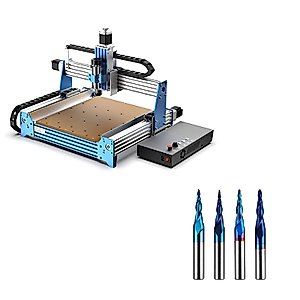 Genmitsu CNC Router Machine PROVerXL 4030 with GRBL Control + 4PCS 2-Flute Tapered Ball Nose Spiral End Mill (1/4’’ Shank)