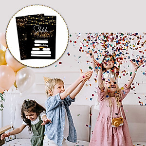 Surprise Birthday Invitations with Envelopes - Shhh It's A Surprise Party Invitation Card for Kids Adults - Black Gold Glitter Fill-in Invites Cards(20 Pack) -16