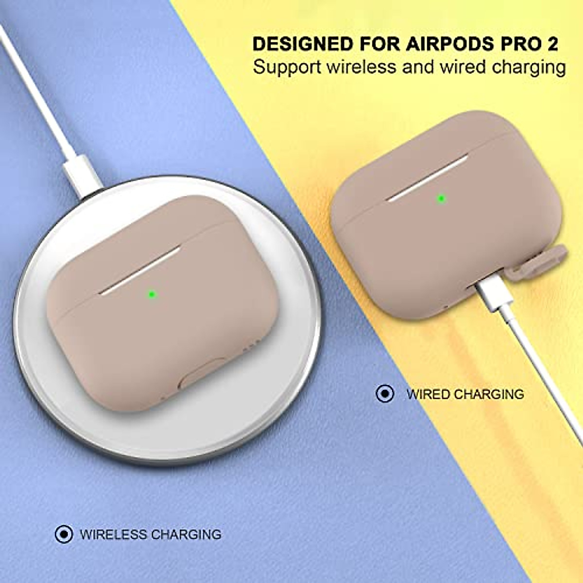 ATUAT AirPods Pro 2nd Generation Case Cover(2022), Protective Soft Silicone Skin Accessories for Men Women Boys Girls for Apple AirPods Pro Gen 2, Front LED Visible-Tan Brown