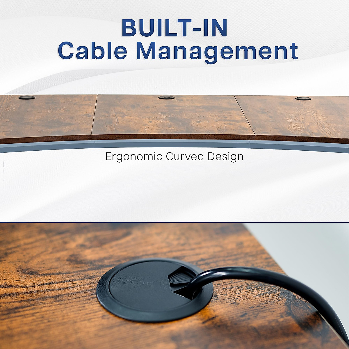 VIVO 63 x 32 inch Universal Table Top for Standard and Sit to Stand Height Adjustable Home and Office Desk Frames, 3 Section Desktop, Vintage Brown, DESK-TOP1N