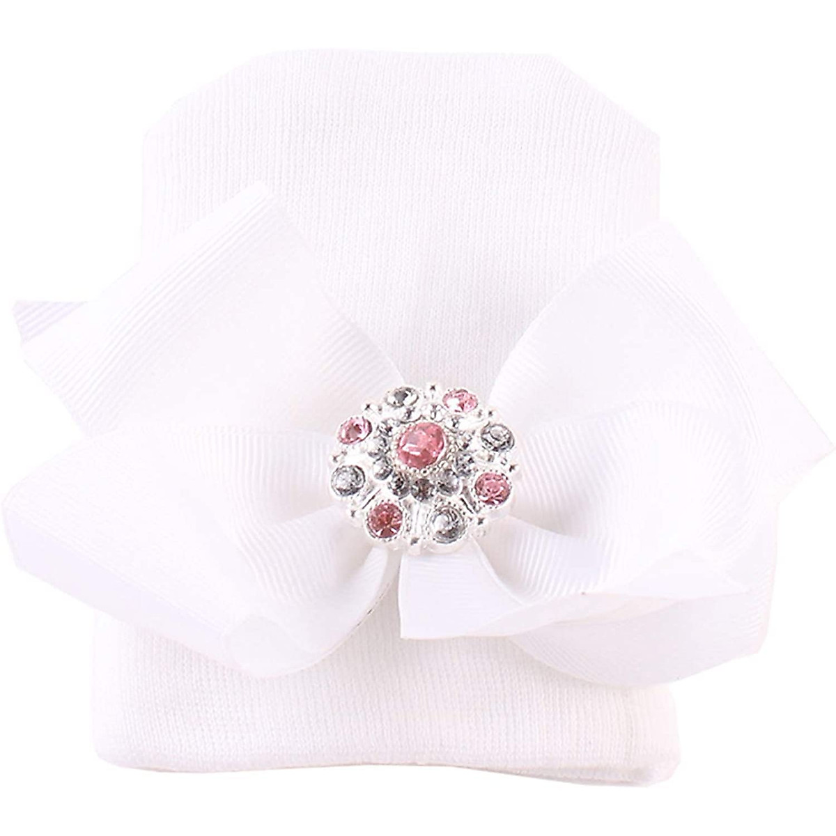 DRESHOW BQUBO Newborn Hospital Hat Infant Baby Hat Cap with Big Bow Soft Cute Knot Nursery Beanie