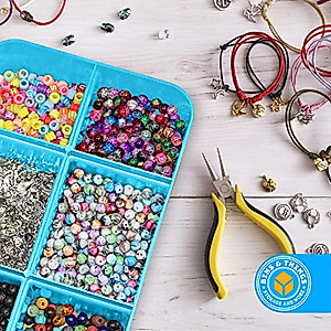 Bins & Things Craft Organizers and Storage - Lego Container - Small Containers with Lids - 4 Clear Compartments, 8x4x14 inches - Plastic Art Supply Organizer - Ribbon and Bead Organizer Box - Blue