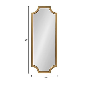 Kate and Laurel Hogan Wood Framed Full-Length Wall Mirror with Scallop Corners, 18x48 Inches, Gold