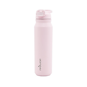 REDUCE 32 oz Hydrate Pro Stainless Steel Insulated Water Bottle - Flip Top Leak-Proof Lid, Dishwasher Safe, BPA-Free, Dual Wall Vacuum, Keeps Drinks Cold for 48 Hrs, Cup Holder Friendly - Pink Quartz