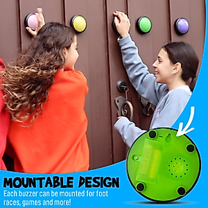 Teacher's Choice 4 Pack Game Buzzers with Unique Loud Sounds for Each Buzzer | Great for Trivia Games, Family Feud, Jeopardy, Competition, Spelling Bees and more