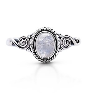 Koral Jewelry Moonstone Spiral Sides Ring 925 Sterling Silver Vintage Tribal Gipsy Boho US Size 5 6 7 8 9 (6)
