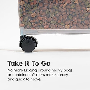 IRIS USA 35 Lbs / 47 Qt WeatherPro Airtight Pet Food Storage Container with Attachable Casters, For Dog Cat Bird and Other Pet Food Storage Bin, Keep Pests Out, Easy Mobility, BPA Free, Navy/Pearl