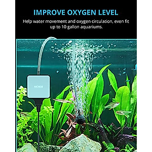 NICREW Nano Silent Aquarium Air Pump, Corded Electric, Aquarium Aerator with Accessories for Up to 10 Gallon Fish Tank, Super Quiet, 0.3 L/min, 1.5 Watts