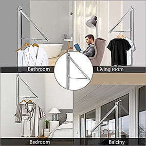 SunEegral Clothes Drying Rack Wall Mounted Laundry Dryer Room,Foldable Retractable Hanging Drying Rod Ultrathin Small Collapsible for Efficient Space Saving,65Ibs Capacity