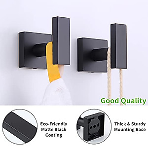 Angle Simple Bathroom Towel Hook 2 PCS, Stainless Steel Bath Towel Holder, Hand Towel Rack, Heavy Duty Square Robe Hook Wall Mount, Matte Black