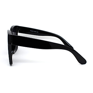 Womens XL Oversize Horned Rim Thick Plastic Retro Sunglasses Black Smoke
