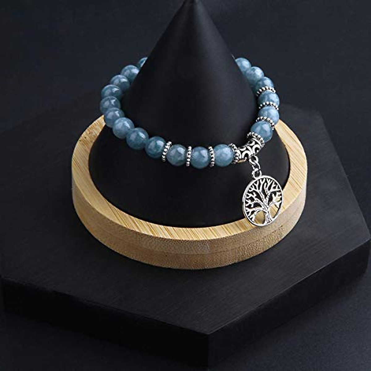 Tree of Life Turquoise Jasper & Tibetan Agate Gemstone Chakra Beaded Bracelet | Beach Charm Bracelet Set - Ocean Jewelry…