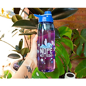 Silver Buffalo Disney Lilo and Stitch Nope Not Today Lazy Water Bottle With Screw-On Lid, 28 Ounces