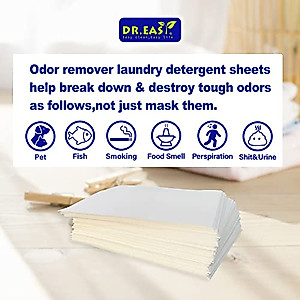 DR.EASY Odor Remover Laundry Detergent Sheets 240 loads Mountain Fresh,Easy To Carry Great For Travel,safe for pets,No mess No Dyes biodegradable formula