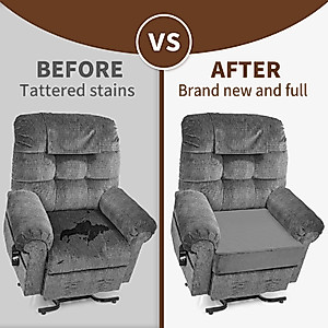 SINOSSO Velvet Large Chair Cushion for Elderly 20" x 20" x 5", High Density Foam Seat Cushion for Recliner Couch Armchair, Thickened Chair Pad, Brown