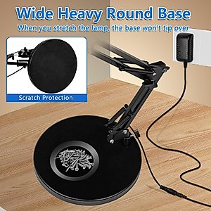 HITTI 【Upgraded Switch】 10X Magnifying Glass with Light, 2200 Lumens 2-1 Desk & Clamp Magnifying Lamp, Stepless Color and Brightness, Hands Free Magnifier Light and Stand for Crafts Workbench-Black