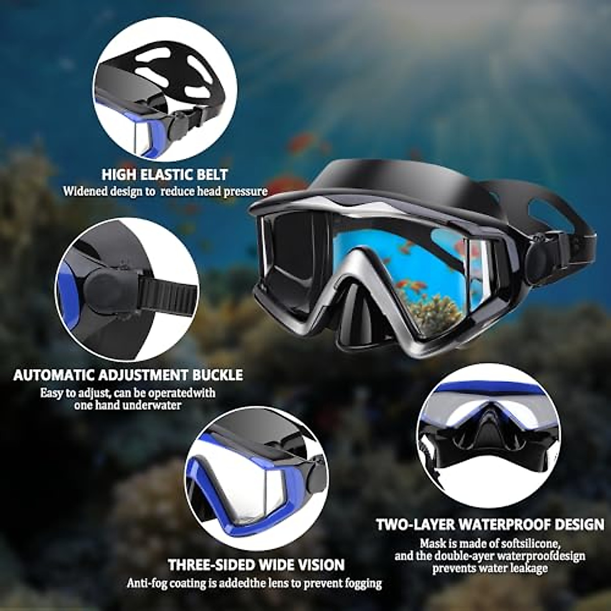 AQUA A DIVE SPORTS Diving mask Anti-Fog Swimming Snorkel mask Suitable for Adults Scuba Dive Swim Snorkeling Goggles Masks