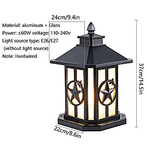 RCIDOS Exterior Fence Post Light Fixture Modern Post Head Lamps IP54 Waterproof Lantern E27 Column Cap Lights European-Style Outdoor Landscape Pool Deck Lighting for Patio Villa Garden Light Decor