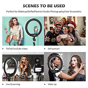 Ring Light 18 Inch with Tripod Stand, 55W 5700K Dimmable Selfie LED Ring Light with 73" Tripod Stand and 3 Phone Holder, Circle Light for Make Up, YouTube, Video Shooting, Live Stream, Vlog, CRI > 95