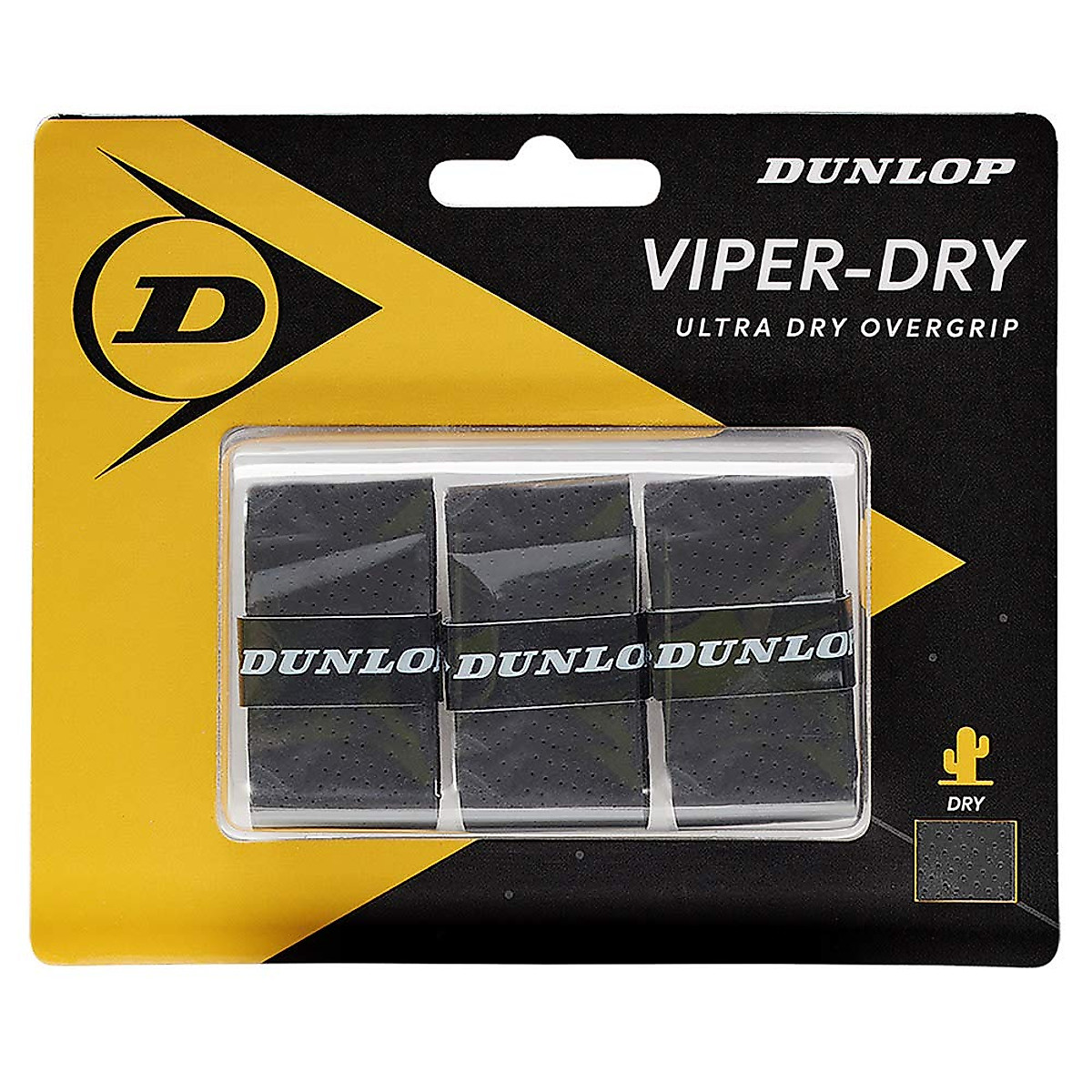 DUNLOP Viper-Dry Overgrip, 3-Pack, Black