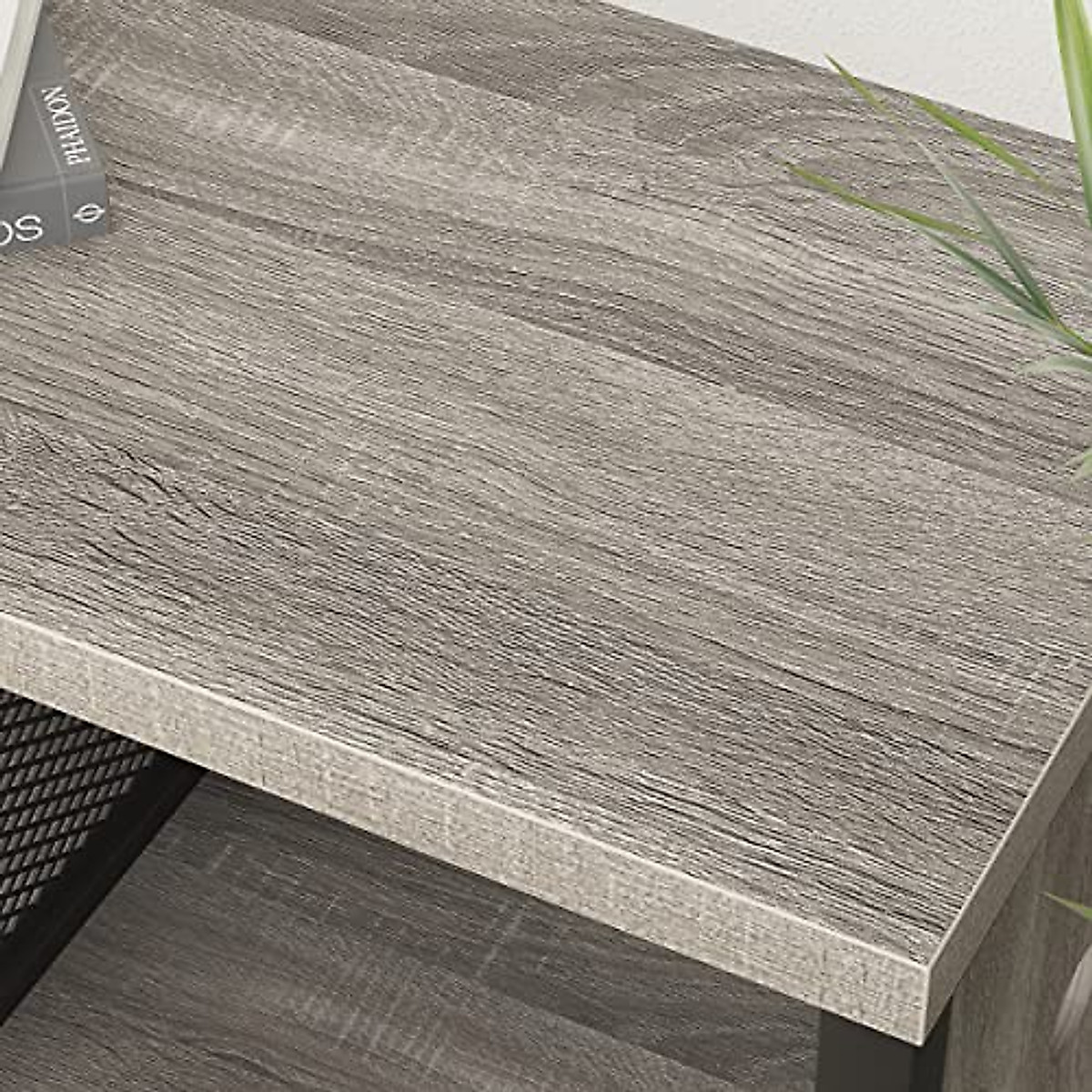 LVB Industrial 4 5 6 7 8 Cube Bookcase, Rustic Wood Metal Horizontal Bookshelf, Modern Wide Cube Organizer Storage Shelf, Large Long Low Book Shelf for Office Bedroom Living Room, Light Grey Oak 63 In