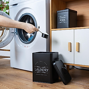 Meraki Home Laundry Detergent Container Set – 2-Pack Detergent Holder with Scoop - Laundry Detergent Sheets and Pods Container - Laundry Room Organization and Storage - Matte Black