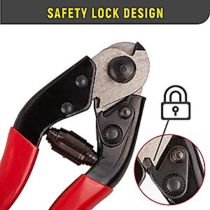 Cable Cutter, Heavy Duty Wire Rope Cutter for DIY Projects, Railing, Decking, Wire Seals & Bicycle Cable | Sharp & Precise One-Hand Operation Steel Cable Cutter