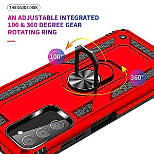 SunRemex for Samsung Galaxy A03S Case with Tempered Glass Screen Protector, Samsung A03S Case Kickstand [Military Grade] 16ft.Drop Tested Protective Cover for Samsung Galaxy A03S (A03S_Red)