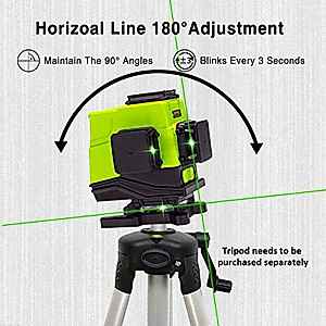 Zokoun IE12,12 Lines Green Beam 360° Rotary Self-leveling Laser Level Horizontal&Vertical Cross Line Leveler With Wireless Control 3D Laser Level with Li-ion Battery