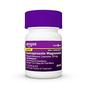 Amazon Basic Care Esomeprazole Magnesium Delayed Release Capsules, 20 mg, Acid Reducer, 14 Count