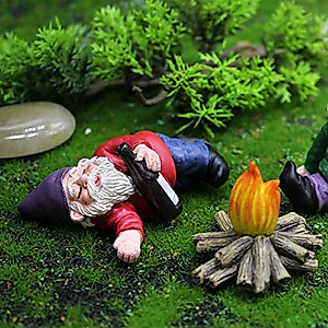 LIXIATIAN 4pcs Fairy Garden Accessories Decorations, Miniature Gardening Gnomes Figurines, Mini Resin Drunk Gnome Kit, Micro Landscape Dwarfs Statue Ornaments for Bonsai Plant Flower Pots Decor