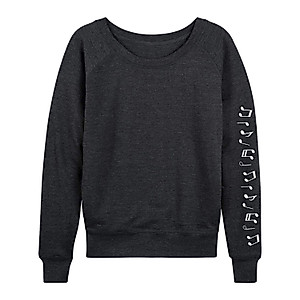 Instant Message - Music Notes - Ladies French Terry Pullover - Size Small Heather Charcoal