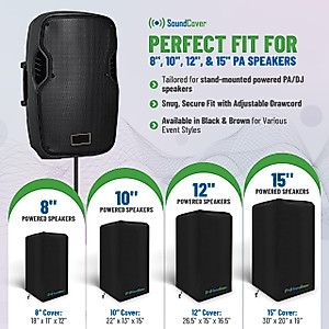 12-Inch PA/DJ Speaker Cover – Black 420D Polyester with Silver UV50 Coating – Water-Resistant, Protective Bag for Stand-Mounted Powered Speakers – Lightweight, Open-Bottom Design (Single Cover)