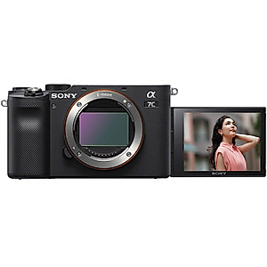 Sony a7C Mirrorless Full Frame Camera Body with Sony FE 50mm F1.8 Full-Frame Lens SEL50F18F Black ILCE7C/B Bundle with Deco Gear Photography Backpack Case, Software and Accessories