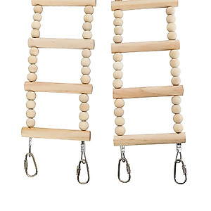 Bird Wooden Ladder Bridge, Pet Hamster Rats Climbing Ladder Toys, Ladders Swing Toys, Wood Climbing Ladders for Bird Parrot Hamster Squirrel Totoro Sugar Gliders (24 Ladders)(52.95x3.14 Inches)