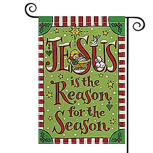 AVOIN colorlife Jesus Is The Reason For The Season Garden Flag 12x18 Inch Vertical Double Sided, Christmas Nativity Winter Farmhouse Yard Outdoor Decoration