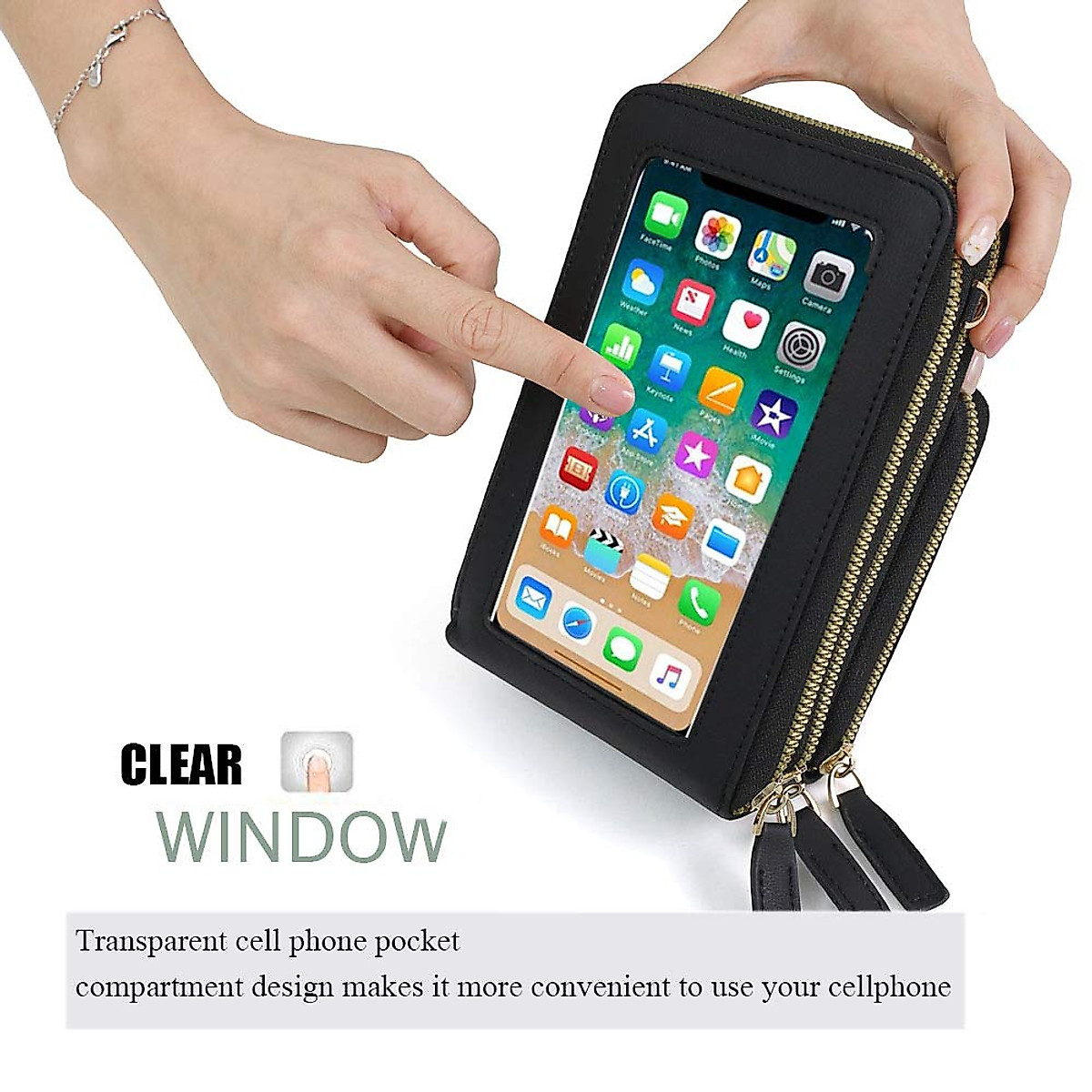 myfriday Touch Screen Crossbody Phone Purse for Women, Rfid Blocking Small Cellphone Shoulder Purse with 2 Adjustable Strap