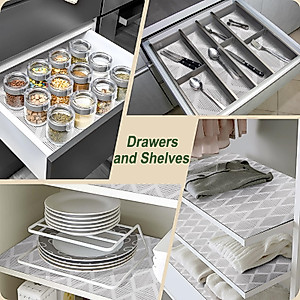 Shelf and Drawer Liner for Kitchen Cabinets 12In x 20FT Non-Adhesive Shelf Liner Non-Slip Strong Grip Cabinet Liner Waterproof Thickened Easy to Clean Drawer Mats Protect Pantry, Tool Box, Dresser