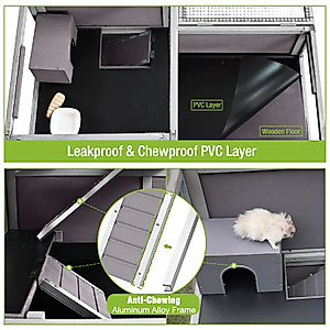 Hamster Cage 2 Story Guinea Pig Cage Large Rat House Indoor Rabbit Cage Outdoor Bunny Hutch with Leakproof PVC Floor and Anti-Chewing Edge