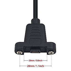 Poyiccot Micro USB Extension Cable, 90 Degree Right Angle Micro USB Male to Micro USB Female Power Extension Panel Mount Type Cable with Screws for Data & Charge (Micro USB B 5Pin M/F)